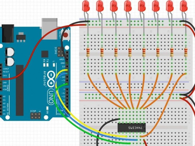 Shift Register 74hc595 With Arduino Uno